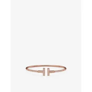 Tiffany & Co. T Pavé Diamond Wire Bracelet - Rose Gold