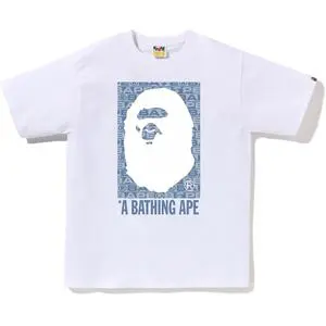 A BATHING APE Lux Sport Pattern Box Ape Head Tee Shirt - White