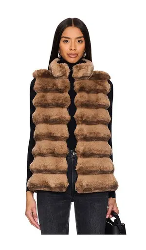 Jocelyn Plush Faux Fur Reversible Vest - Beige