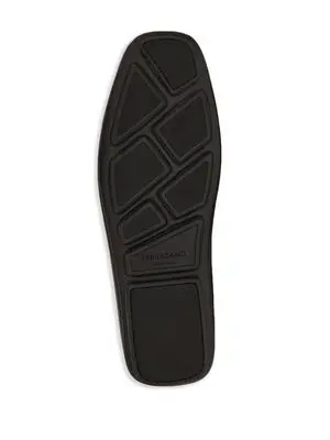 FERRAGAMO Gancini-plaque Leather Loafers - Black