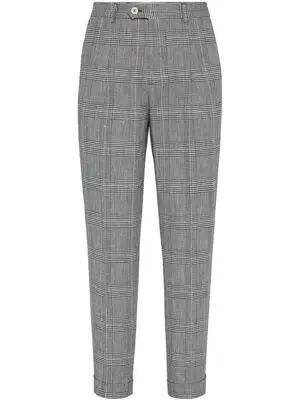 Brunello Cucinelli Prince Of Wales Trousers - Grey