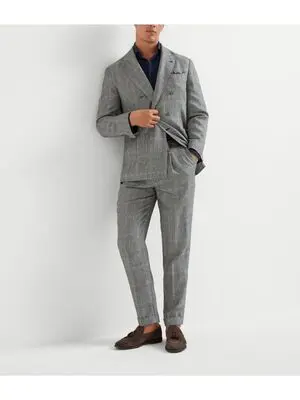 Brunello Cucinelli Prince Of Wales Trousers - Grey
