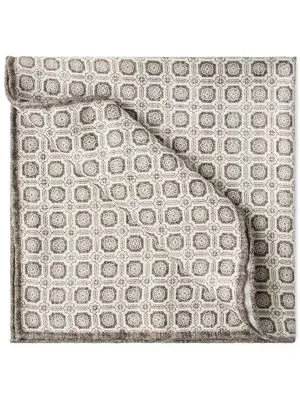Brunello Cucinelli Printed Silk Pocket Square Brown