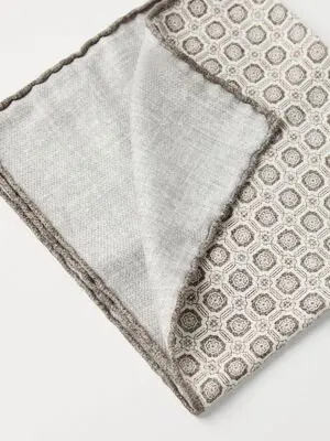 Brunello Cucinelli Printed Silk Pocket Square - Brown