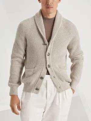 Brunello Cucinelli Ribbed Knit Cardigan - Neutrals