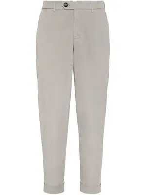 Brunello Cucinelli Garment-dyed Italian Fit Trousers In American Pima Comfort Cotton Gabardine - Neutrals