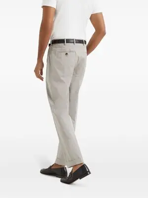 Brunello Cucinelli Garment-dyed Italian Fit Trousers In American Pima Comfort Cotton Gabardine - Neutrals