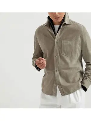 Brunello Cucinelli Suede Shirt - Neutrals