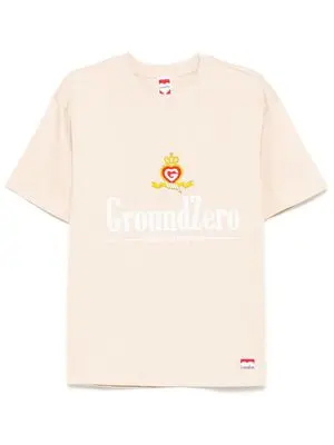 GROUND ZERO Logo Print T-shirt - Neutrals