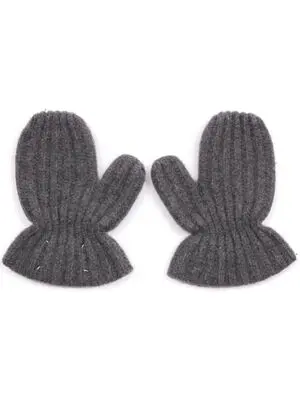 MAISON MARGIELA Ribbed-knit Mittens - Grey