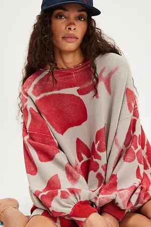 Free People We The Free Painters Garden Pullover Red Combo