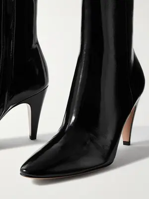 GIANVITO ROSSI Amelia 80 Glossed-leather Ankle Boots
