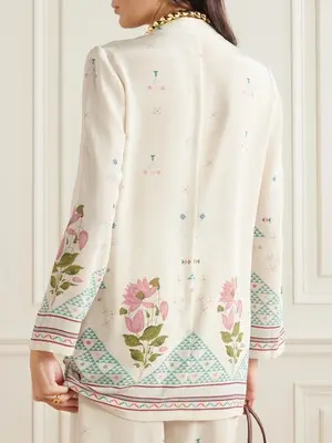 EMPORIO SIRENUSE Jamila Embellished Printed Silk-crepe Kaftan