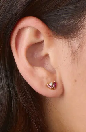 LITTLE SKY STONE Seraphina Celeste Stud Earrings - Ruby / Pink