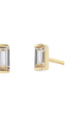 LITTLE SKY STONE Baguette Moissanite Stud Earrings - Clear / Gold
