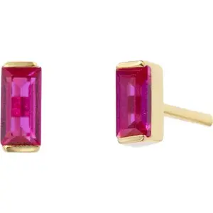 LITTLE SKY STONE Baguette Stud Earrings - Bright Pink / Red