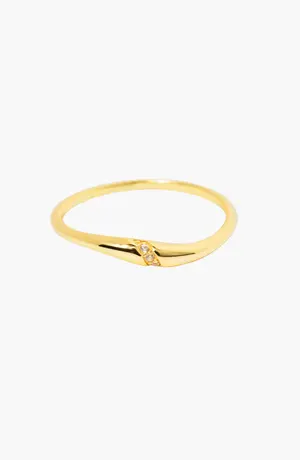 LITTLE SKY STONE Liana Wave Ring - Gold With Clear Stone