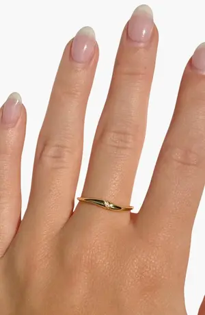LITTLE SKY STONE Liana Wave Ring - Gold With Clear Stone