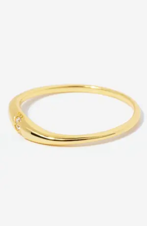 LITTLE SKY STONE Liana Wave Ring - Gold With Clear Stone
