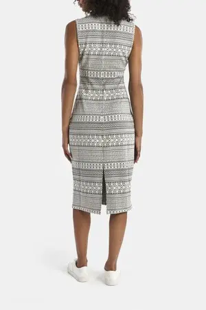 CAPSULE 121 Printed Sheath Dress - Ivory With Black