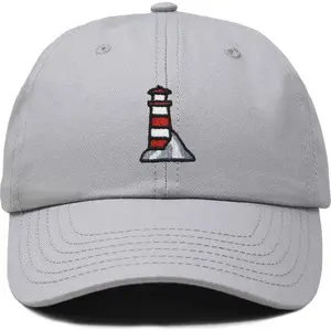 DALIX Dalix Lighthouse Embroidered Baseball Cap Gray
