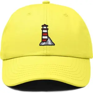 DALIX Dalix Lighthouse Embroidered Baseball Cap Yellow