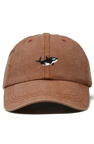 DALIX Dalix Killer Whale Embroidered Cap Washed Orange