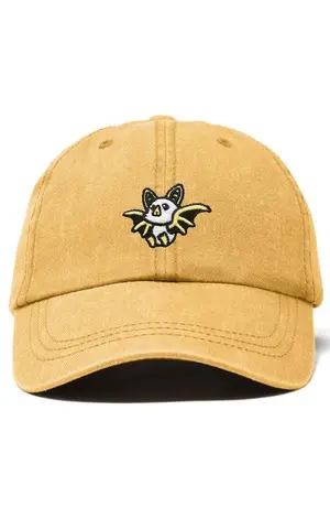 DALIX Honduran Bat Embroidered Cap - Washed Gold