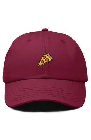DALIX Dalix Pizza Slice Embroidered Cap Maroon