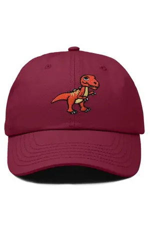 DALIX Dalix T-Rex Embroidered Cap Maroon