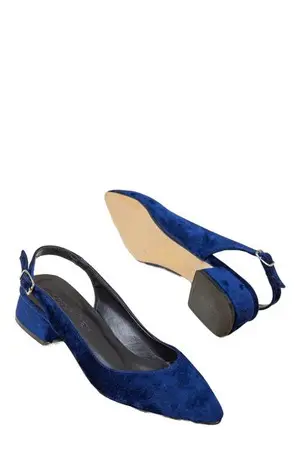 FOREVER & ALWAYS SHOES Emma Slingback Flat Heels - Navy Blue