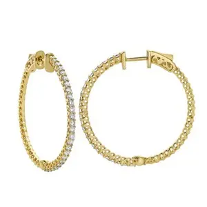 LUVMYJEWELRY Serpentine Diamond Hoop Earrings - 14k Yellow Gold