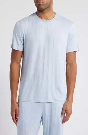 Daniel Buchler Pinstripe Pajama T-shirt - Sky Stripe