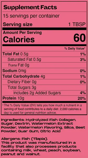 CRUSHED TONIC Watermelon Juice Marine Collagen Supplement - Pink
