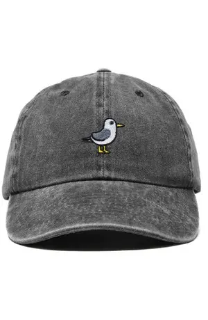 DALIX Seagull Embroidered Cap - Washed Black