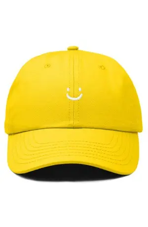DALIX Smile Embroidered Baseball Cap - Gold