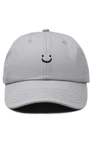 DALIX Dalix Smile Embroidered Baseball Cap Gray