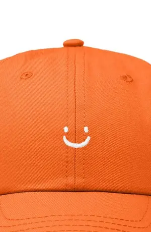 DALIX Smile Embroidered Baseball Cap - Orange