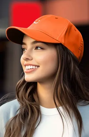DALIX Smile Embroidered Baseball Cap - Orange