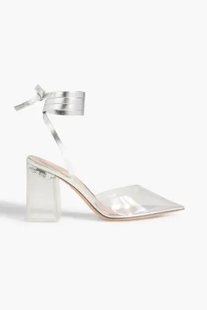 GIANVITO ROSSI Metallic Leather And Pvc Pumps With Tie Ankle Fastening