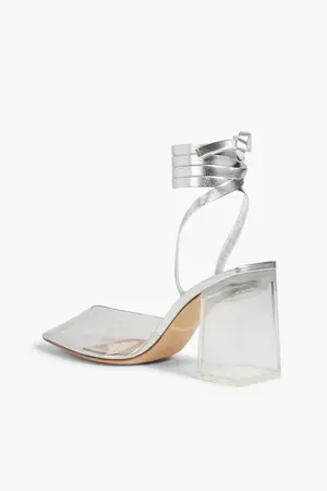 GIANVITO ROSSI Metallic Leather And Pvc Pumps With Tie Ankle Fastening