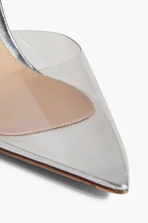 GIANVITO ROSSI Metallic Leather And Pvc Pumps With Tie Ankle Fastening
