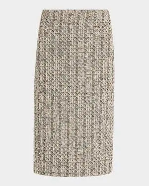 St. John St. John Metallic Tweed Collage Midi Skirt - Blush