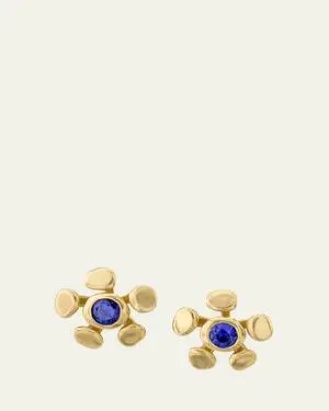 Vram 18k Yellow Gold Chrona Stud Earrings With Sapphire - One-color