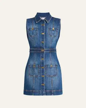 Ramy Brook Katalina Sleeveless Denim Mini Dress - Medium Wash