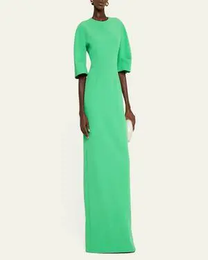 Rickie Freeman For Teri Jon Elbow-sleeve Column Gown