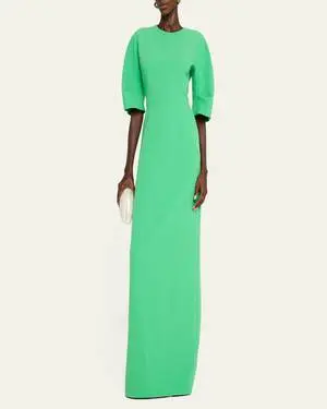Rickie Freeman For Teri Jon Elbow-sleeve Column Gown