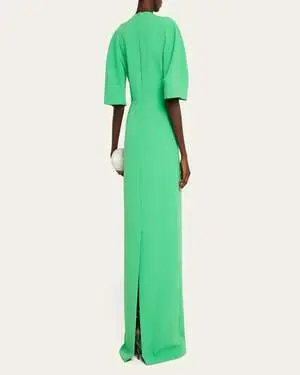 Rickie Freeman For Teri Jon Elbow-sleeve Column Gown