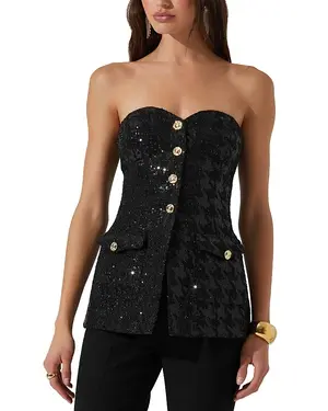 Astr The Label Milani Sequined Strapless Top