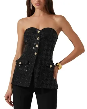 Astr The Label Milani Sequined Strapless Top